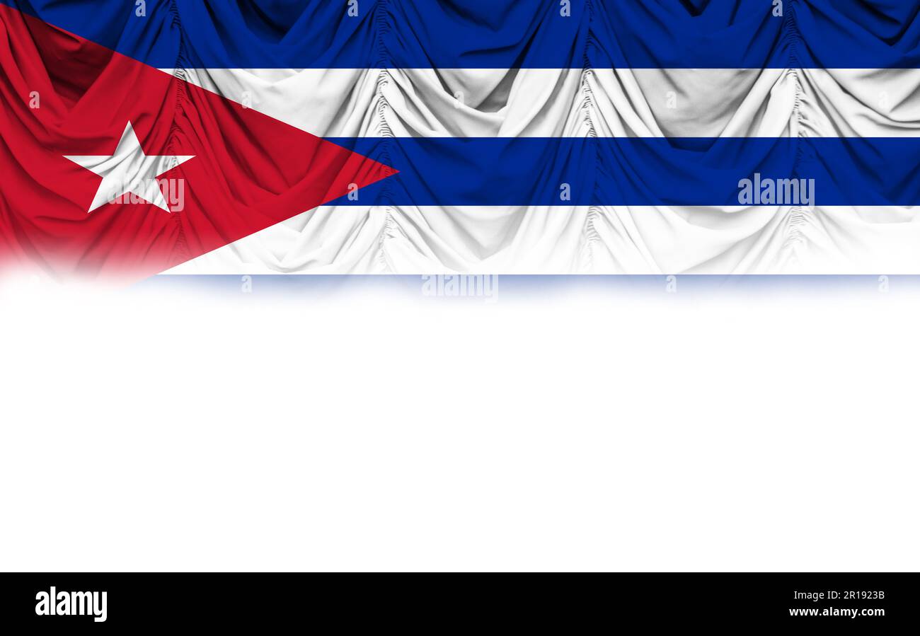 White background with Cuba flag on gradient drapery. 3D illustration ...