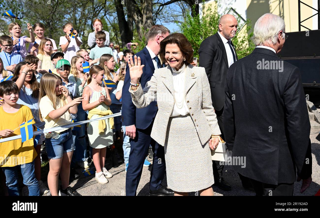 ÖREBRO 20230512King Carl Gustaf and Queen Silvia at the celebration in Stadsparken in Örebro ...