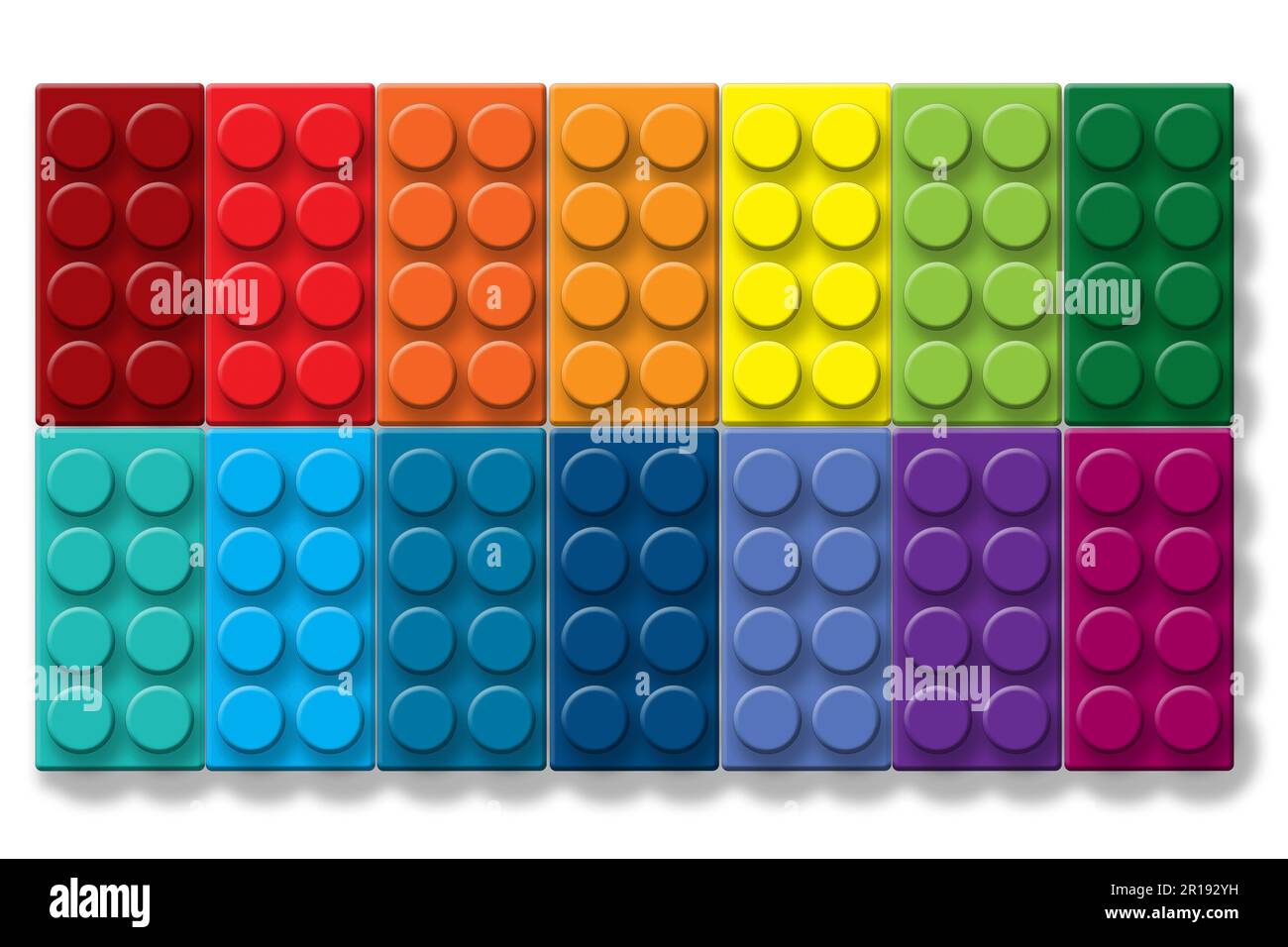 Building brick block toys with different colors, 3d rendering Stock ...