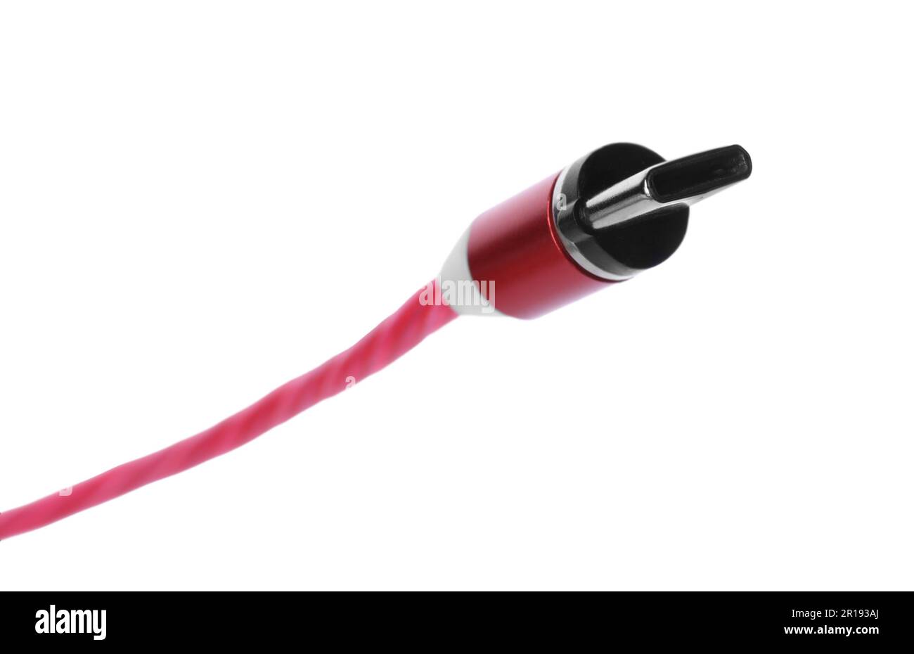 Red USB cable with type C connector isolated on white Stock Photo - Alamy