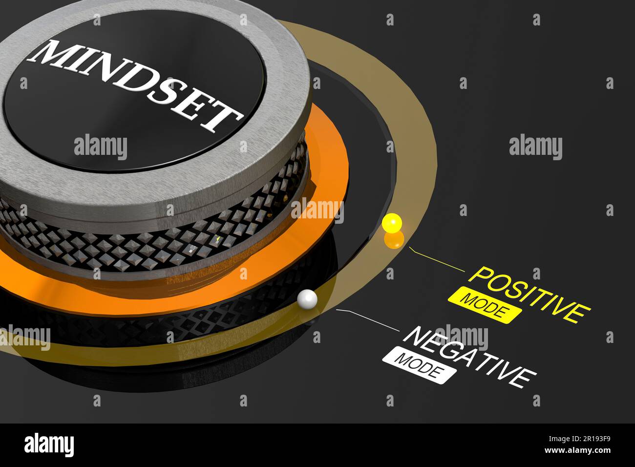 Turn the knob to positive mode mindset, 3d rendering Stock Photo - Alamy