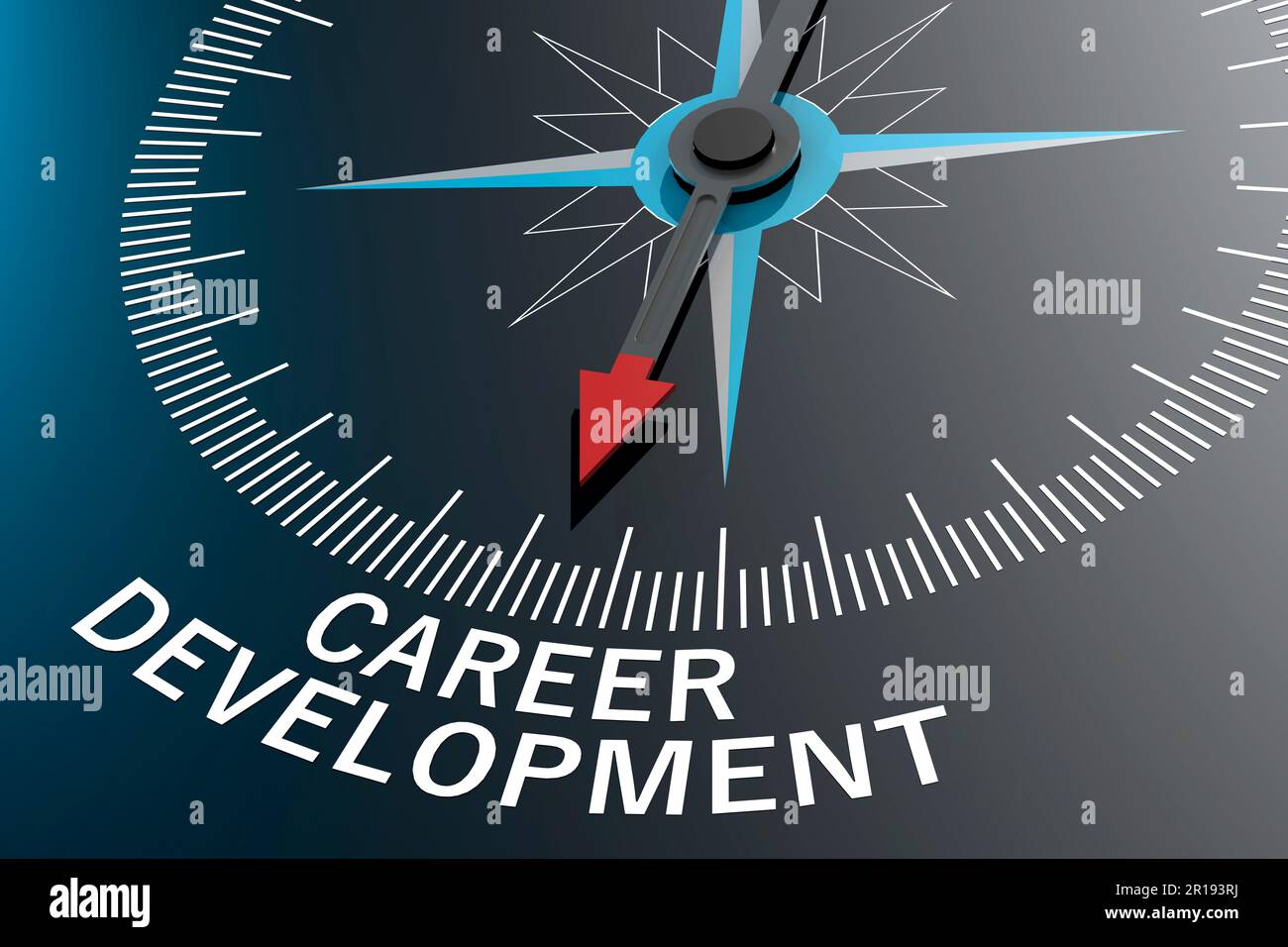 Compass needle pointing to career development word, 3D rendering Stock Photo - Alamy