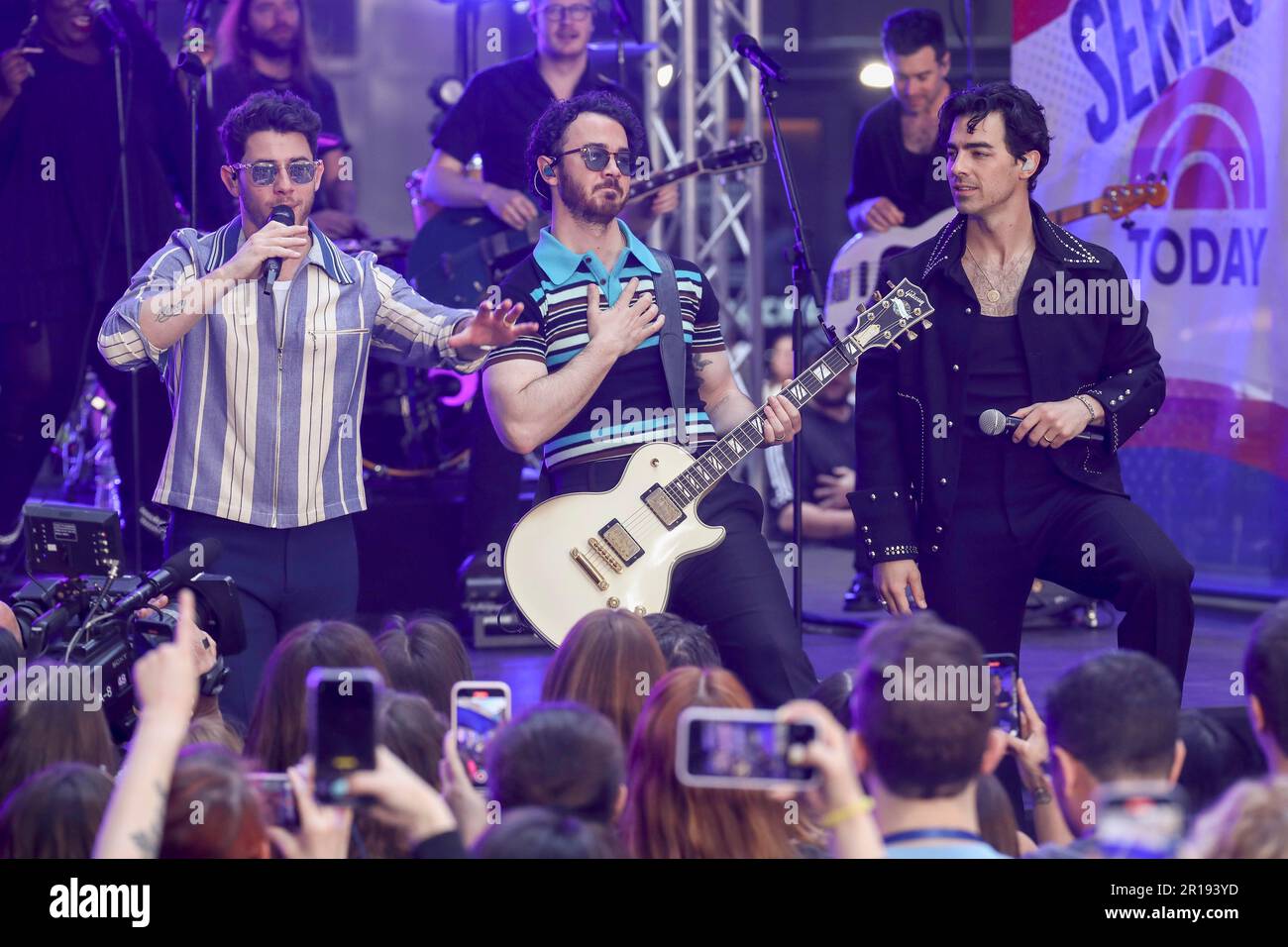 Nick Jonas, from left, Kevin Jonas and Joe Jonas of the Jonas Brothers ...