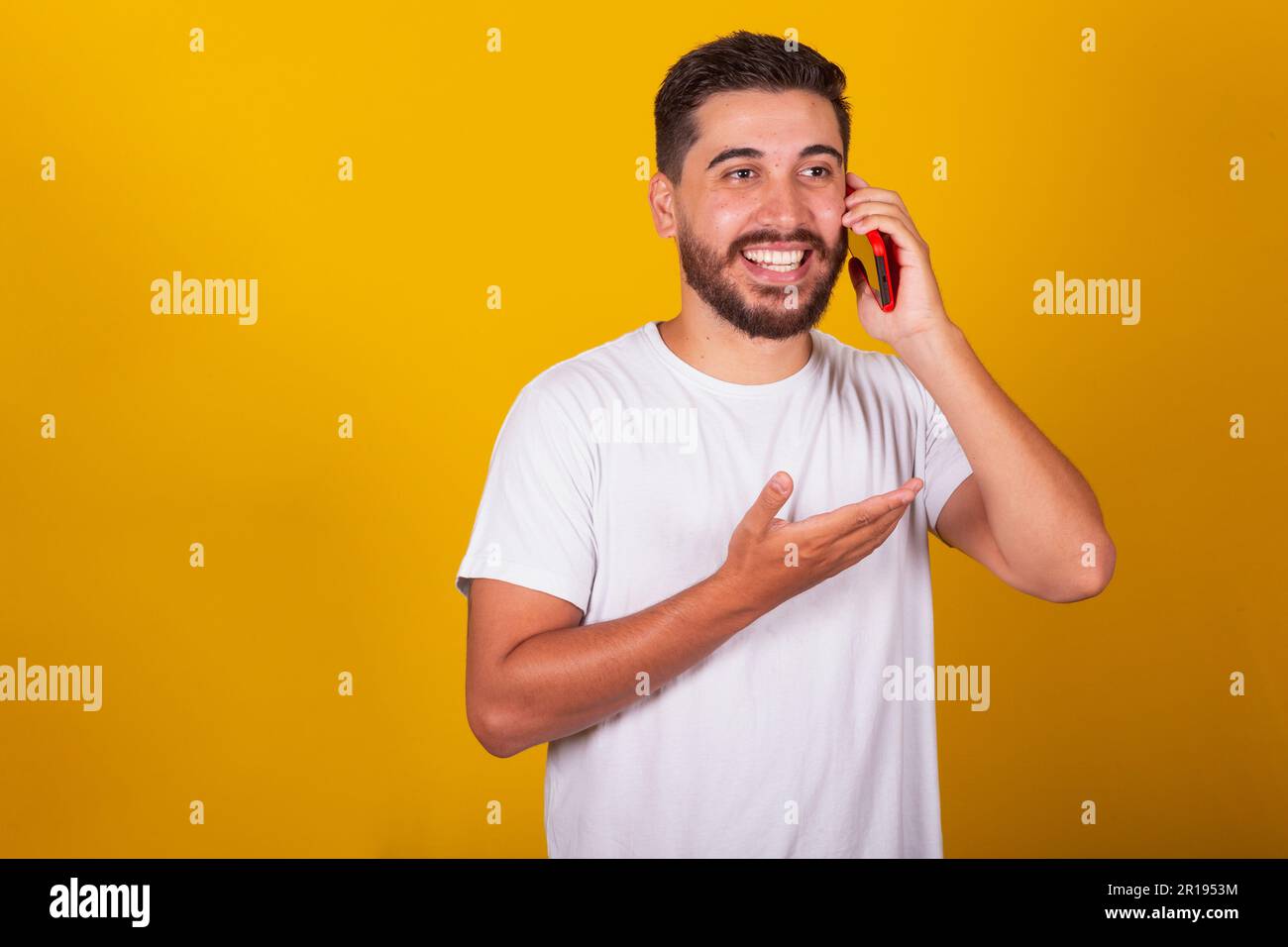Brazilian Latin American man, talking on cell phone, conversation ...