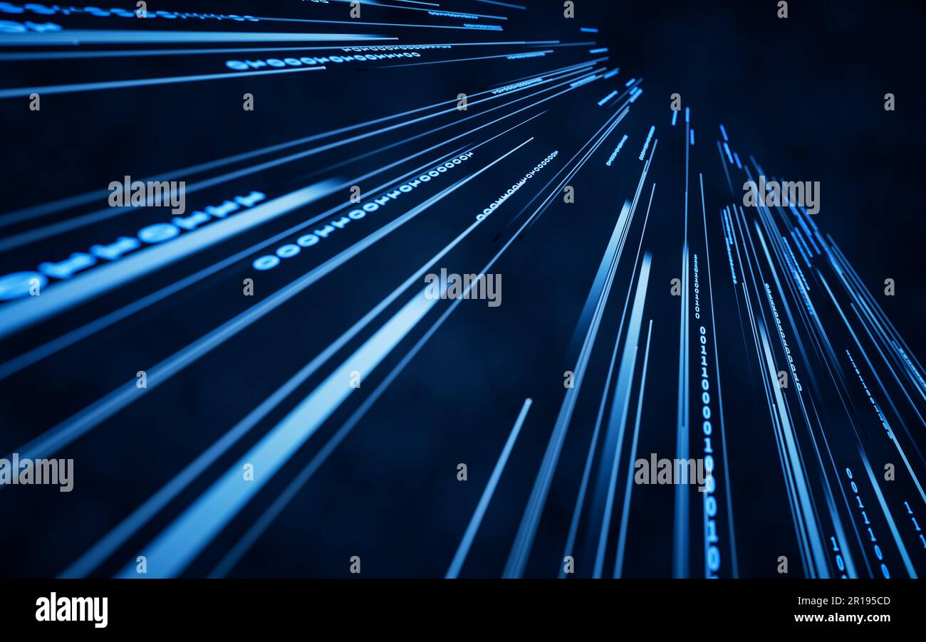 Binary numbers with cyberspace, 3d rendering. Digital drawing Stock ...