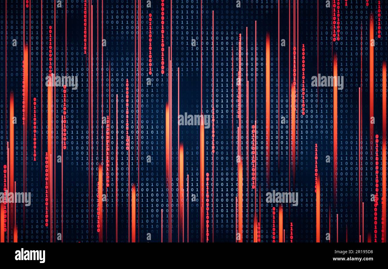 Binary numbers with cyberspace, 3d rendering. Digital drawing Stock ...