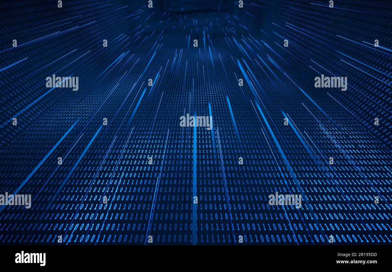 Binary numbers with cyberspace, 3d rendering. Digital drawing Stock Photo - Alamy