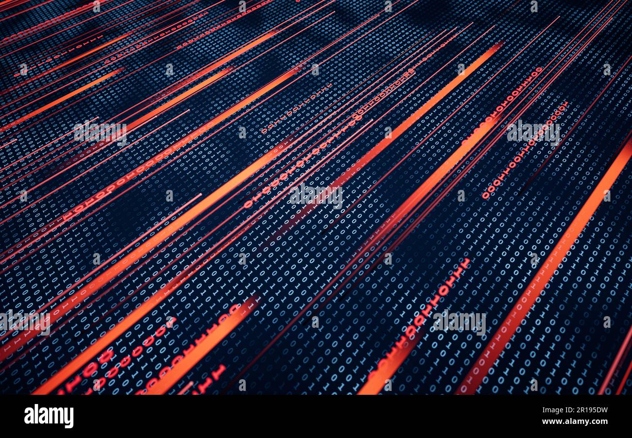 Binary numbers with cyberspace, 3d rendering. Digital drawing Stock Photo - Alamy