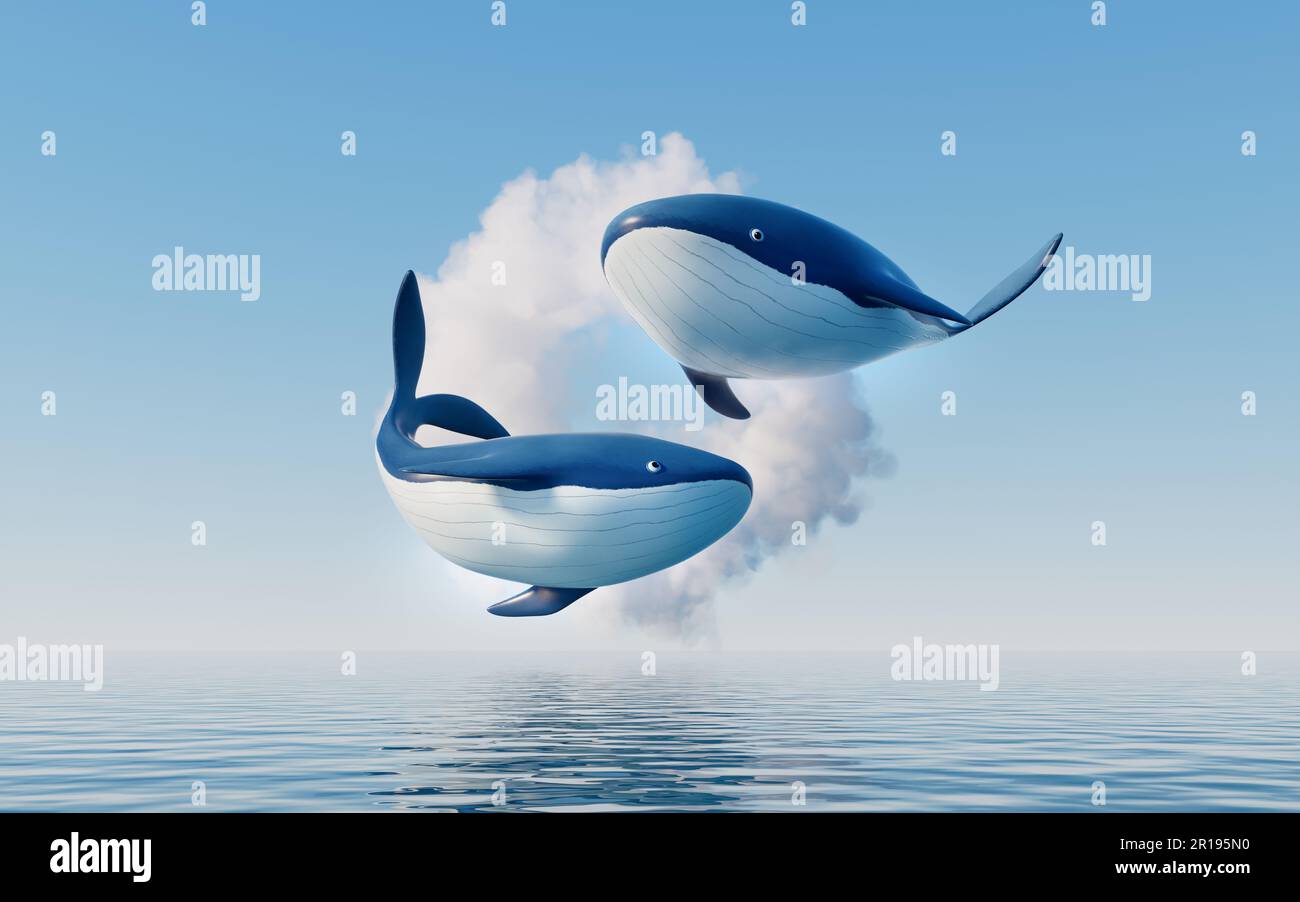 Whale with cartoon style, 3d rendering. Digital drawing Stock Photo - Alamy