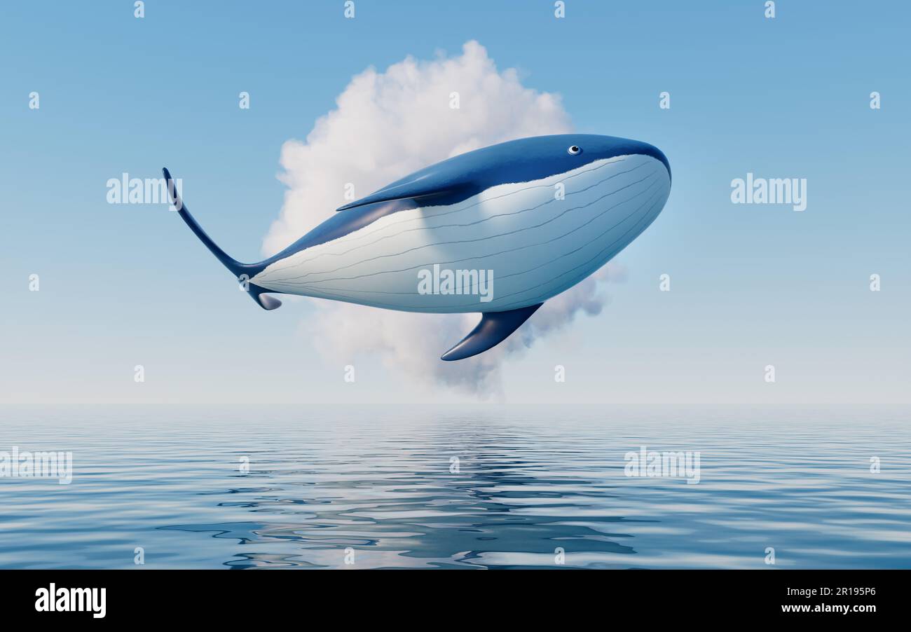 Whale with cartoon style, 3d rendering. Digital drawing Stock Photo - Alamy
