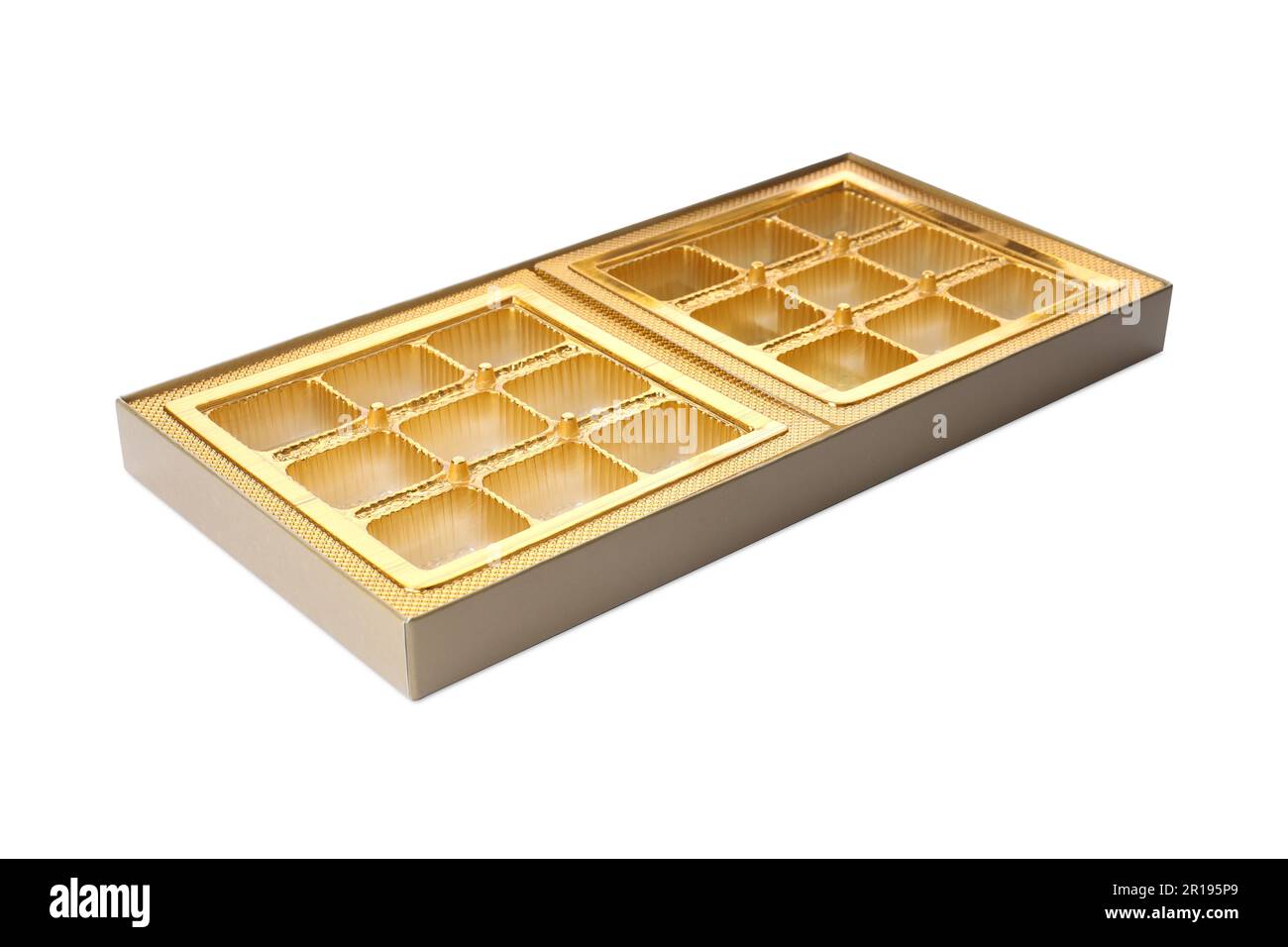 Empty box of chocolate candies isolated on white Stock Photo - Alamy