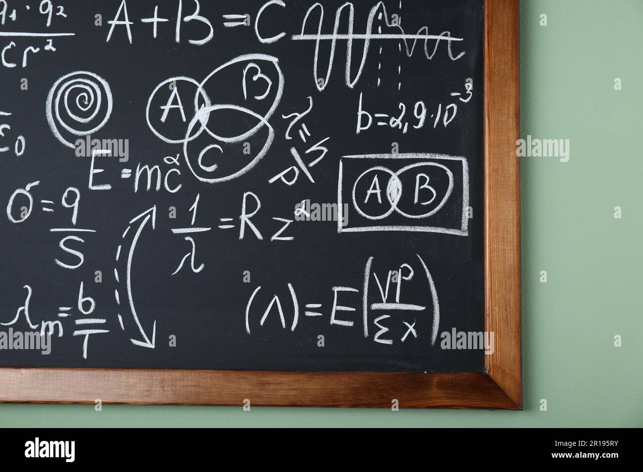 Physical mathematical formulas on blackboard hi-res stock photography ...