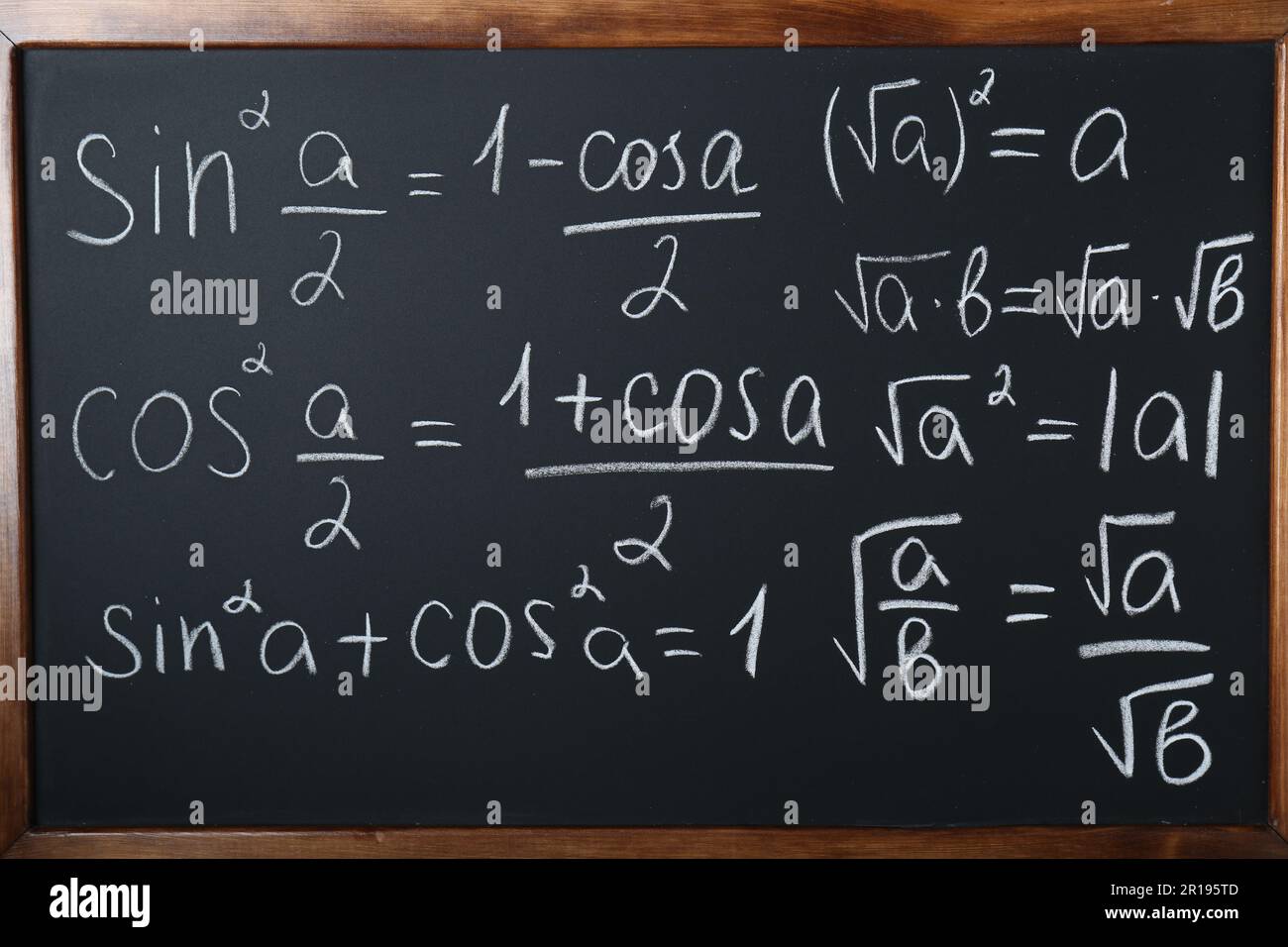 Different mathematical formulas written with chalk on blackboard Stock ...