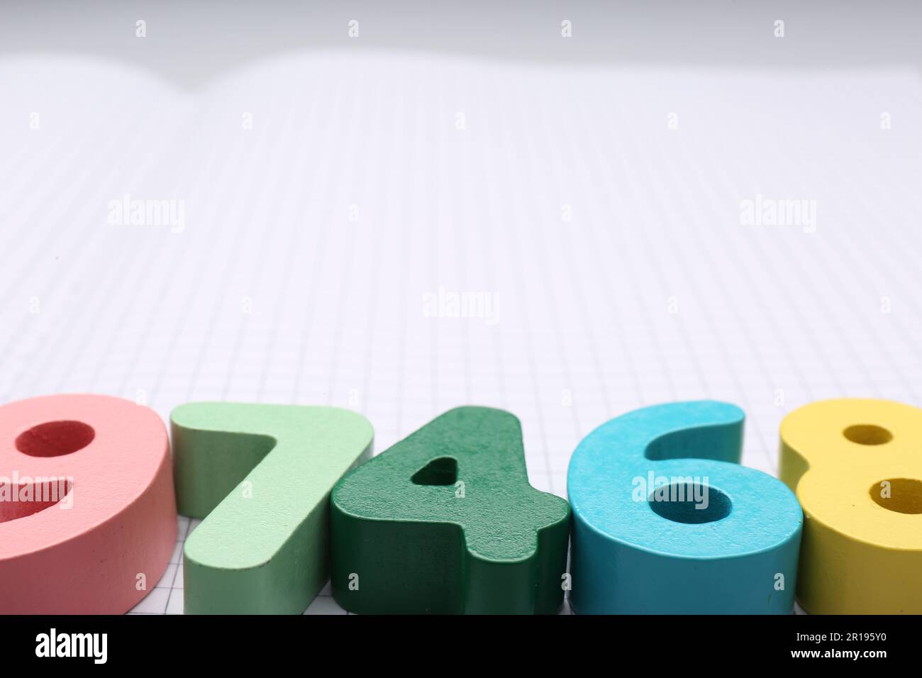 Colorful numbers on notebook with grid pages. Space for text Stock ...