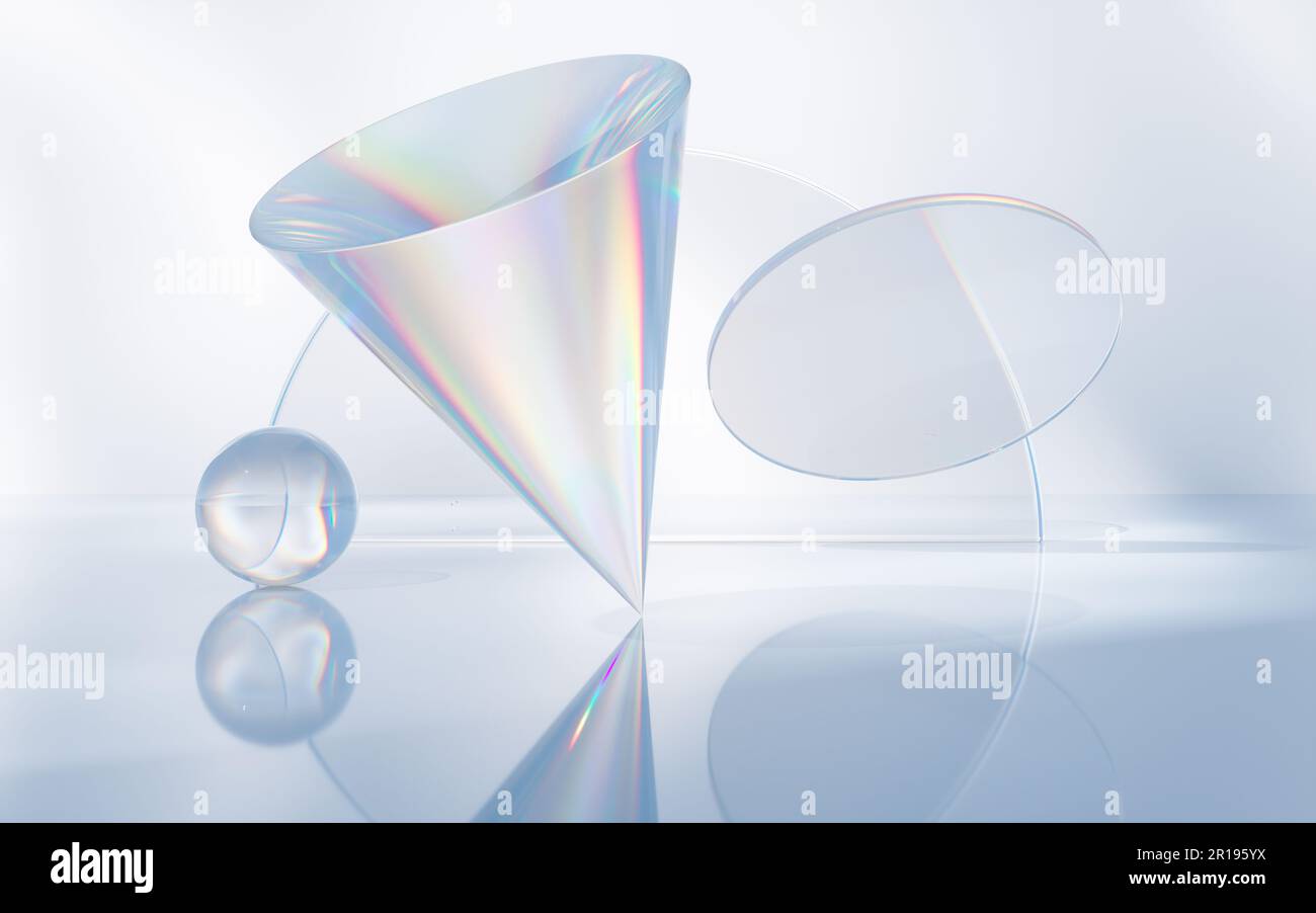 Transparent glass geometry background, 3d rendering. Digital drawing ...