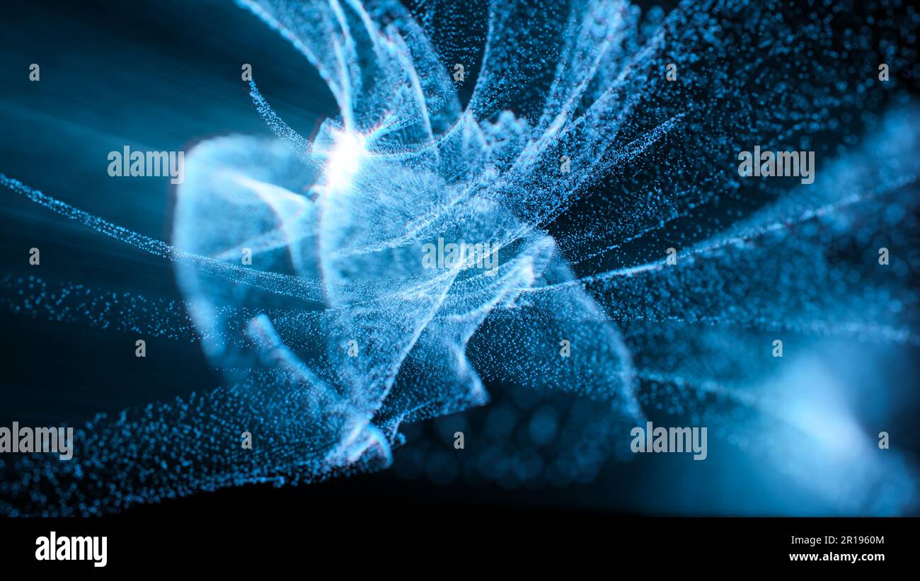 Abstract blue wave particles, 3d rendering. Digital drawing Stock Photo ...