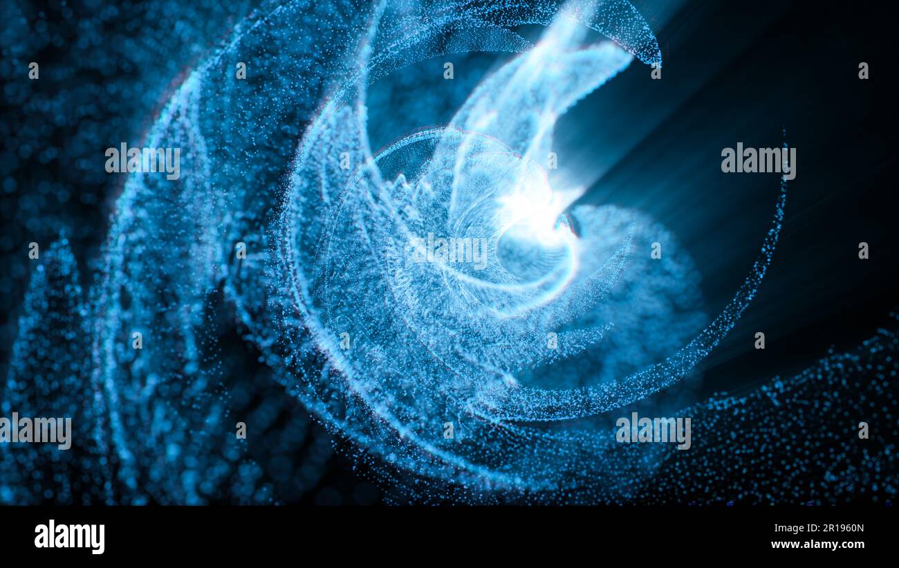 Abstract blue wave particles, 3d rendering. Digital drawing Stock Photo ...