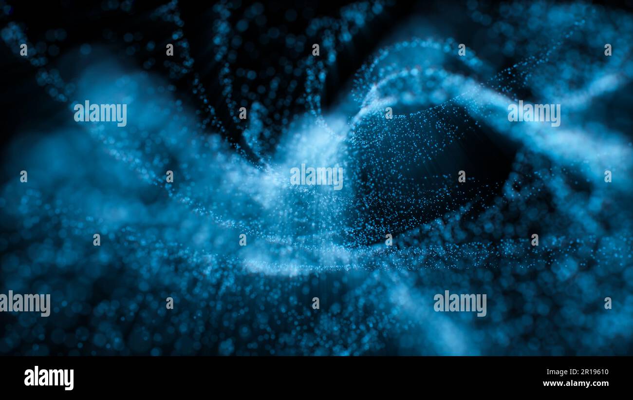 Abstract blue wave particles, 3d rendering. Digital drawing Stock Photo ...