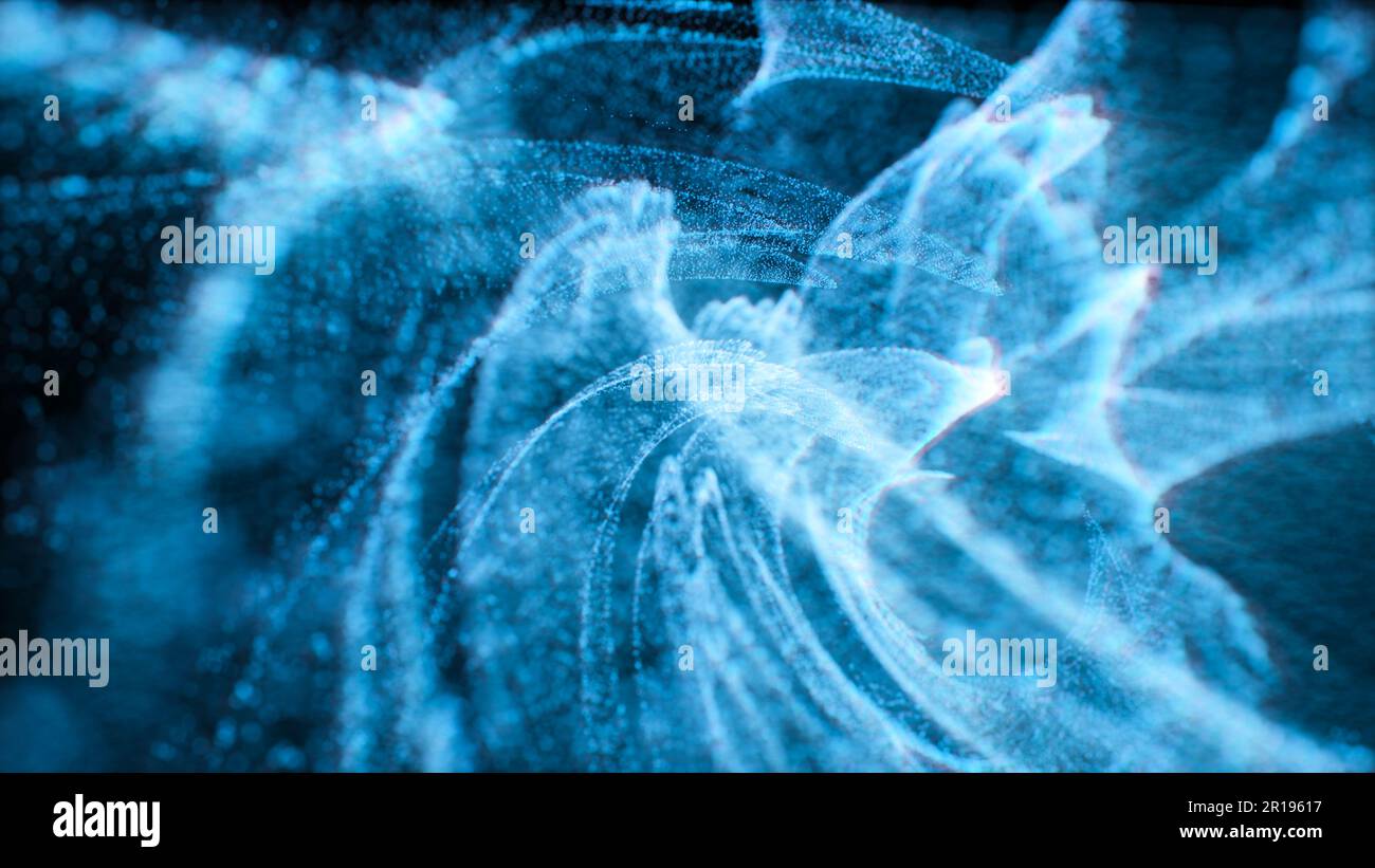 Abstract blue wave particles, 3d rendering. Digital drawing Stock Photo ...