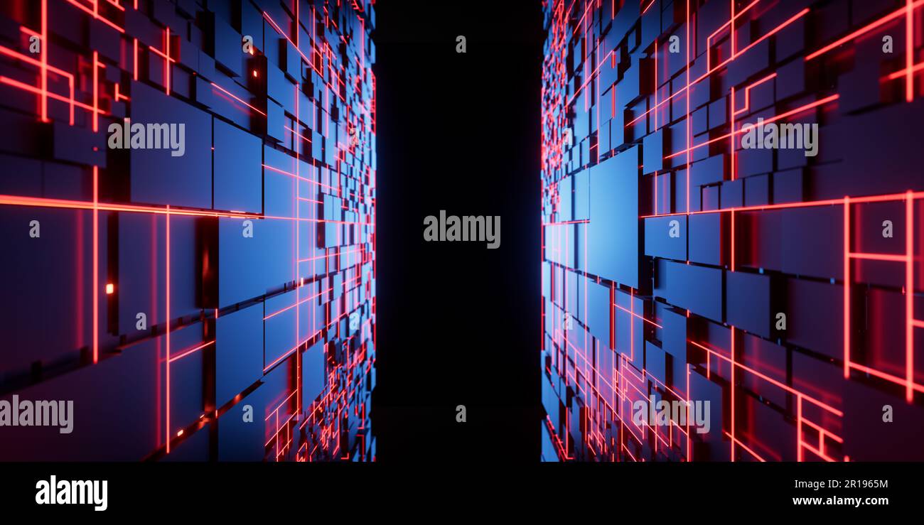 Technology cube cyberspace background, 3d rendering. Digital drawing ...