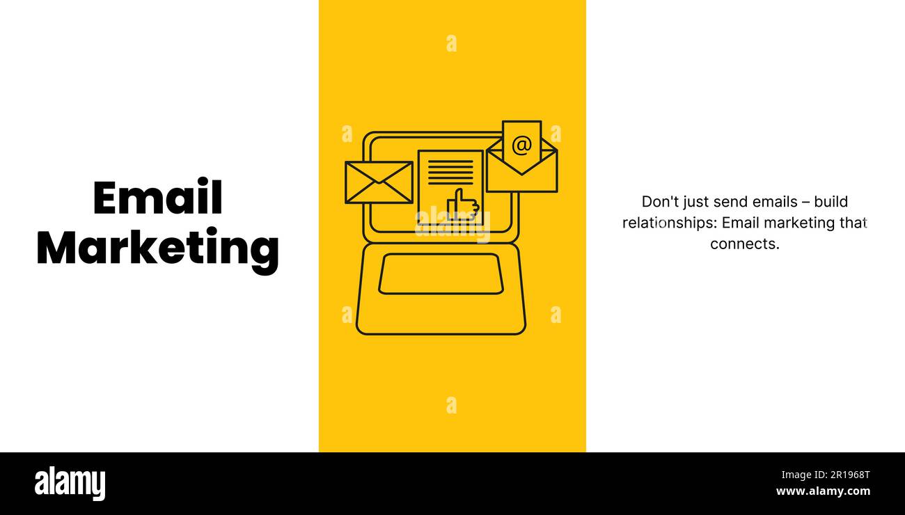 Email Marketing Banner on White and Yellow Background. Stylish ...