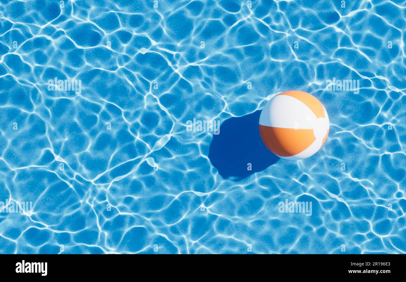 Beach ball with wave water background, 3d rendering. Digital drawing ...