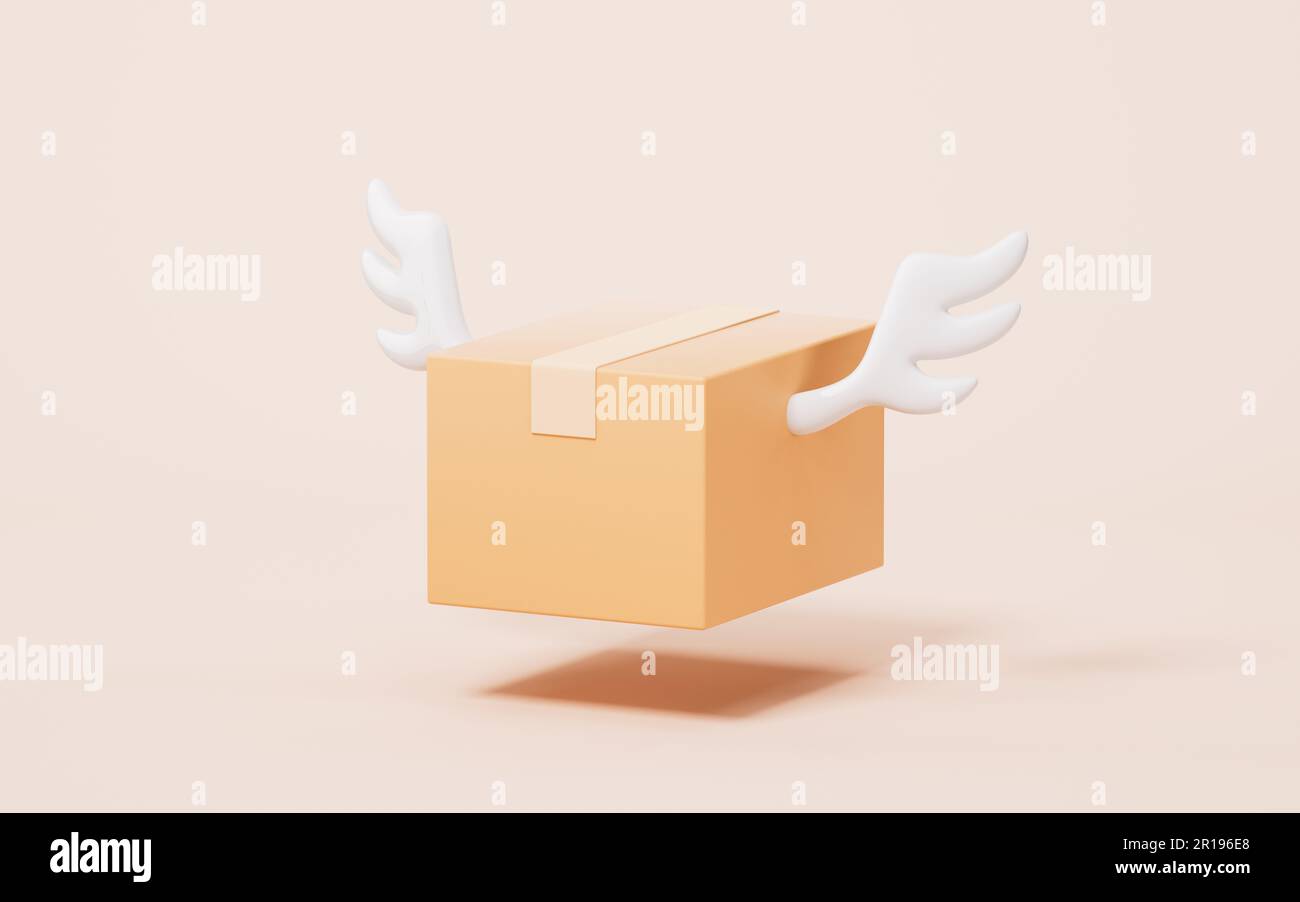 Paper box with logistics and storage concept, 3d rendering. Digital ...