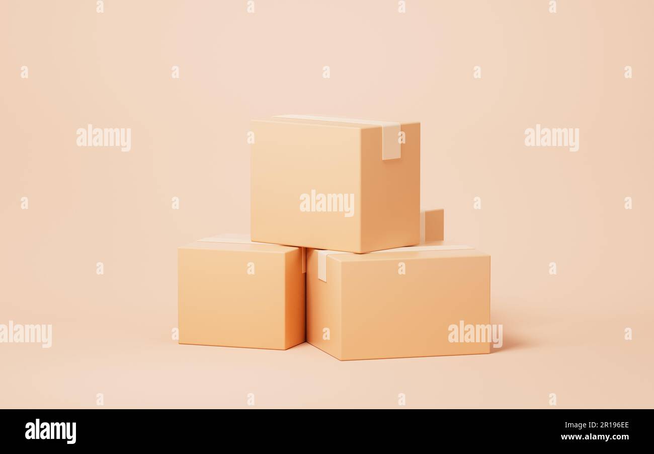 Paper box with logistics and storage concept, 3d rendering. Digital ...