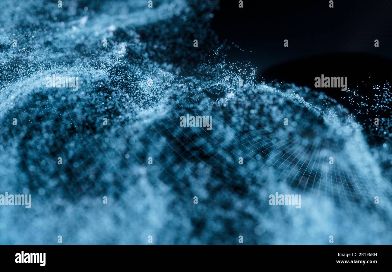 Abstract wave particles background, 3d rendering. Digital drawing Stock ...