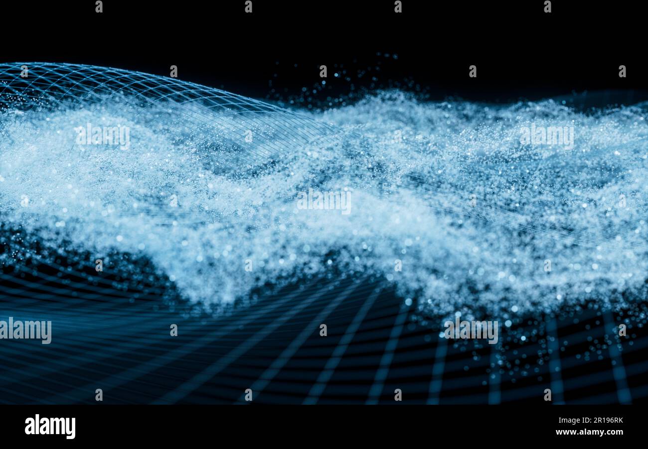 Abstract wave particles background, 3d rendering. Digital drawing Stock ...