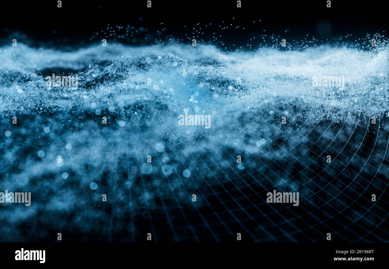 Abstract wave particles background, 3d rendering. Digital drawing Stock ...