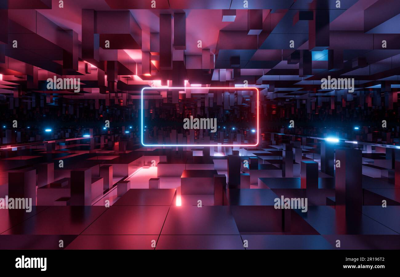 Digital cubes with cyberspace background, 3d rendering. Digital drawing ...