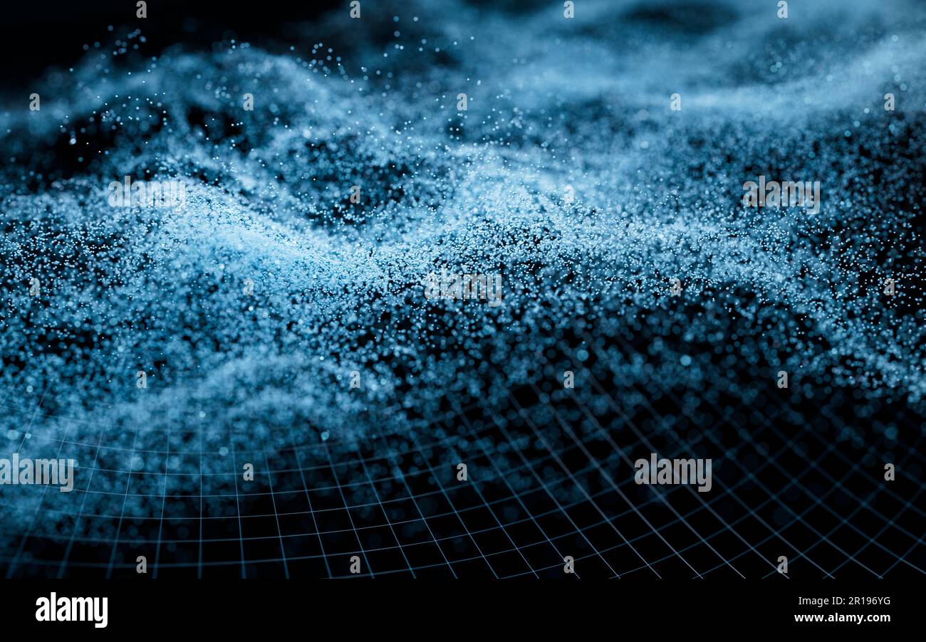 Abstract wave particles background, 3d rendering. Digital drawing Stock ...