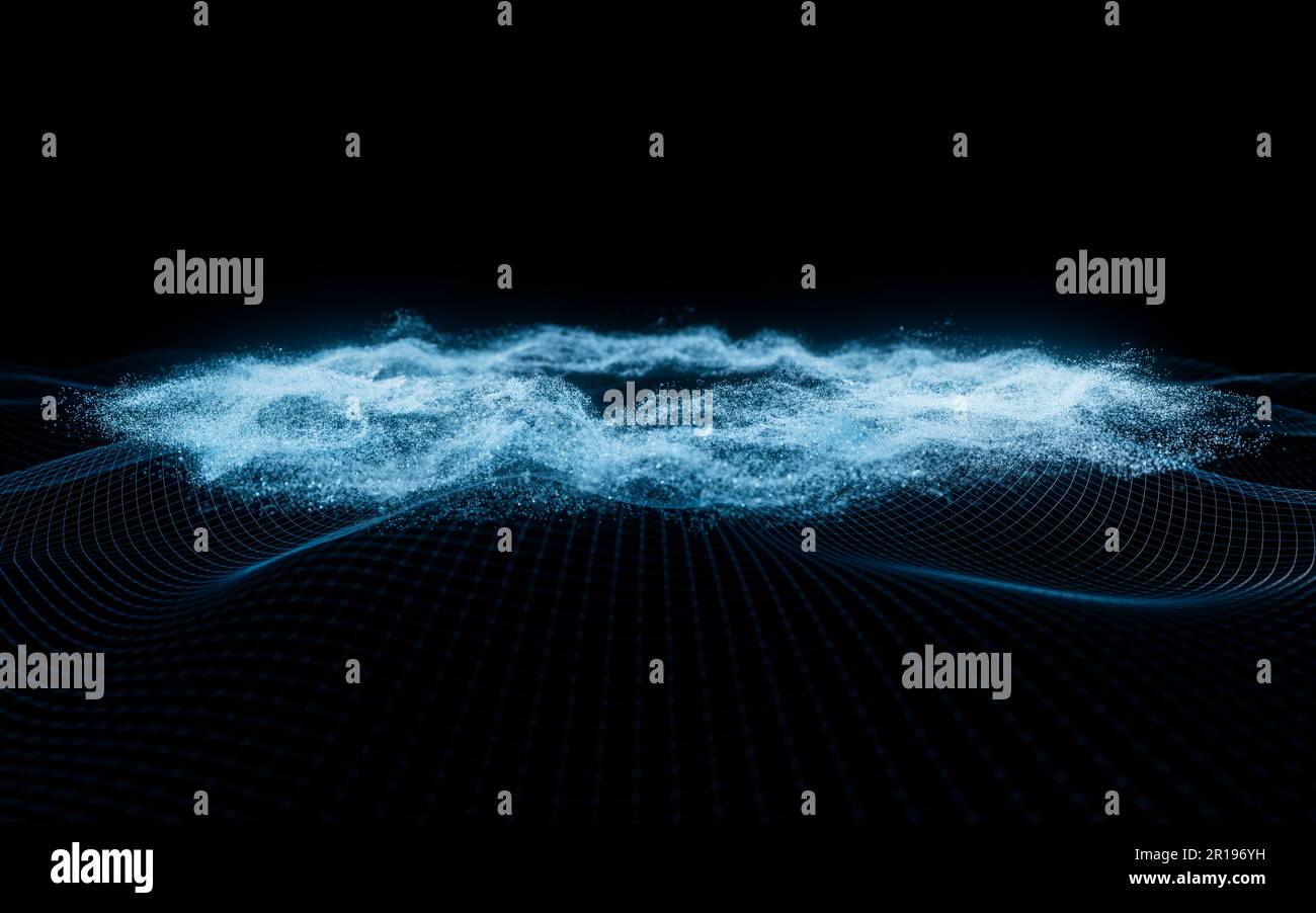 Abstract wave particles background, 3d rendering. Digital drawing Stock ...