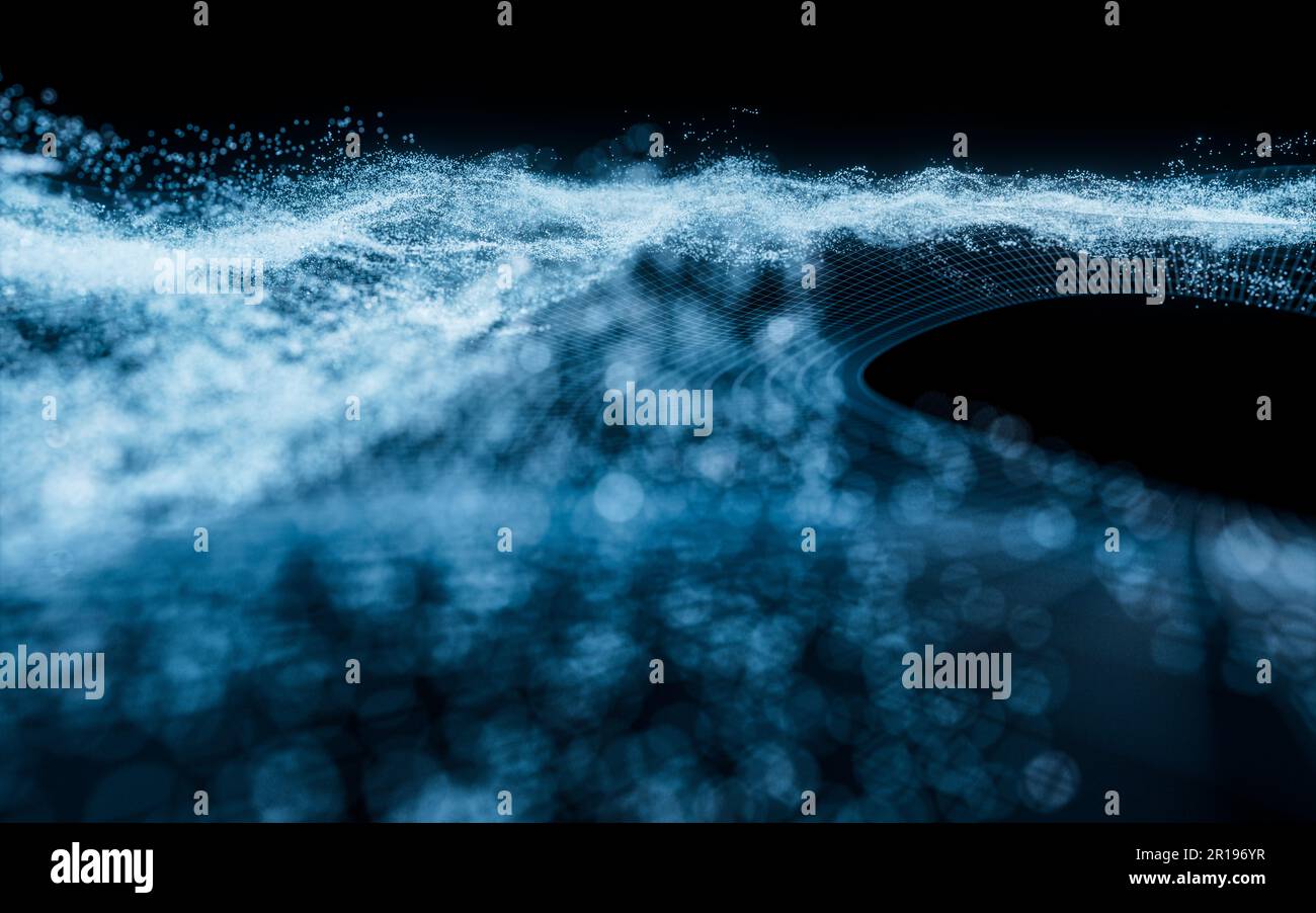 Abstract wave particles background, 3d rendering. Digital drawing Stock ...