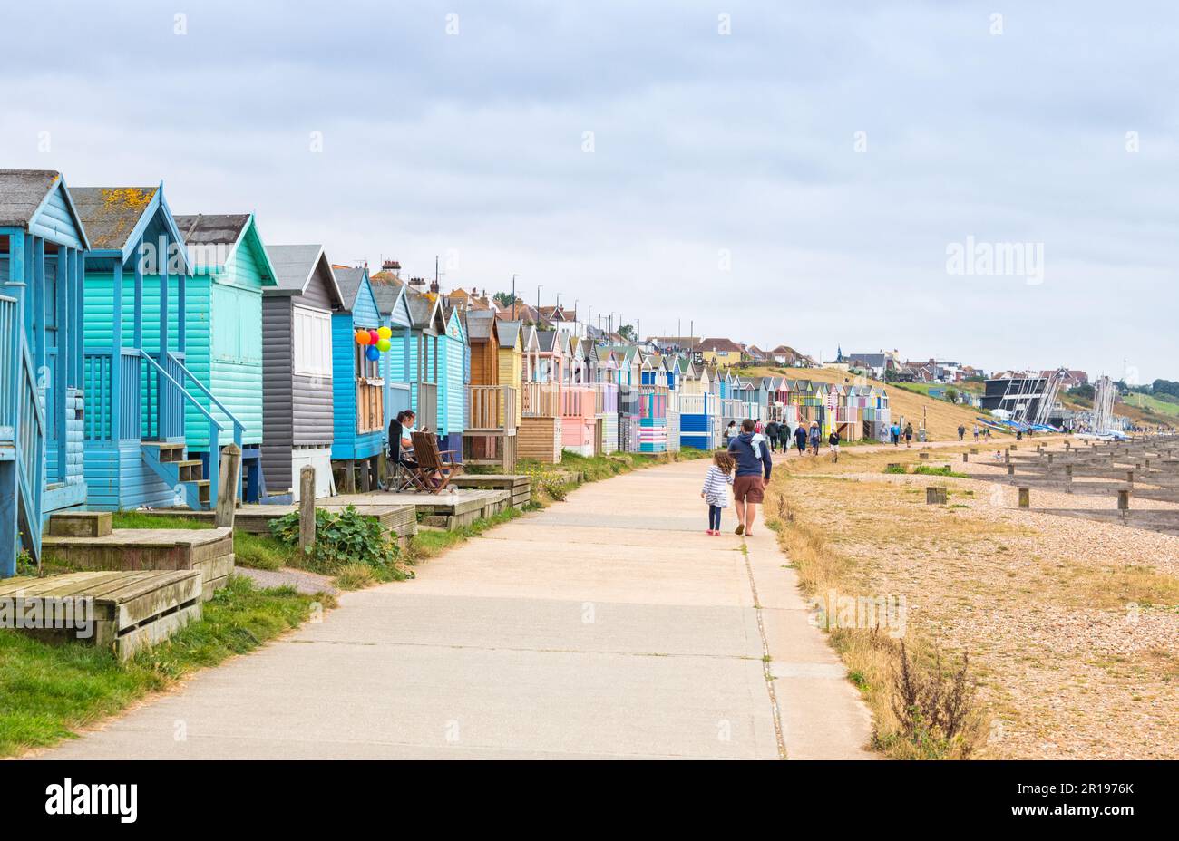 Beach huts on Tankerton beach, near Whitstable, Kent, England Stock ...