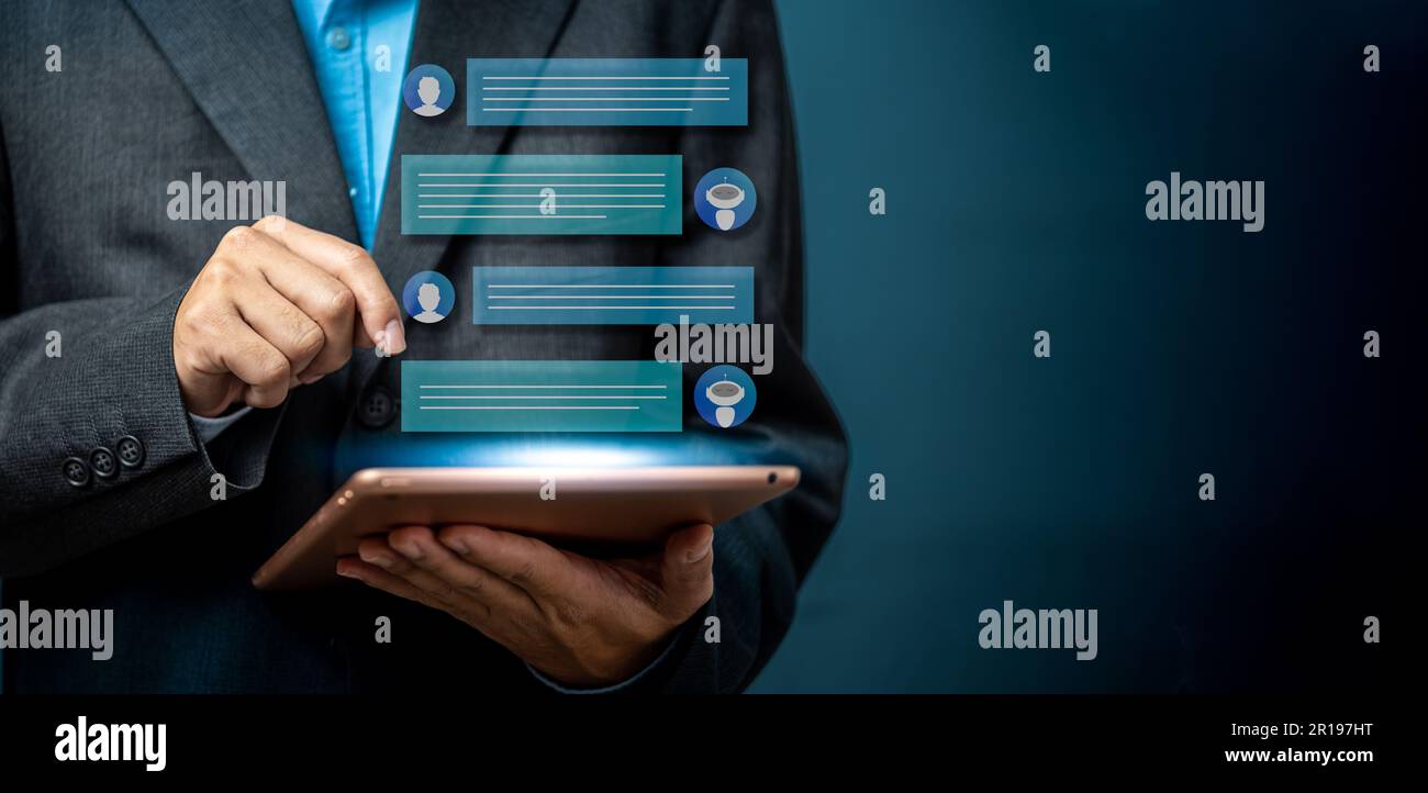 Chatbot conversation Ai Artificial Intelligence technology online customer service. ChatGPT ...