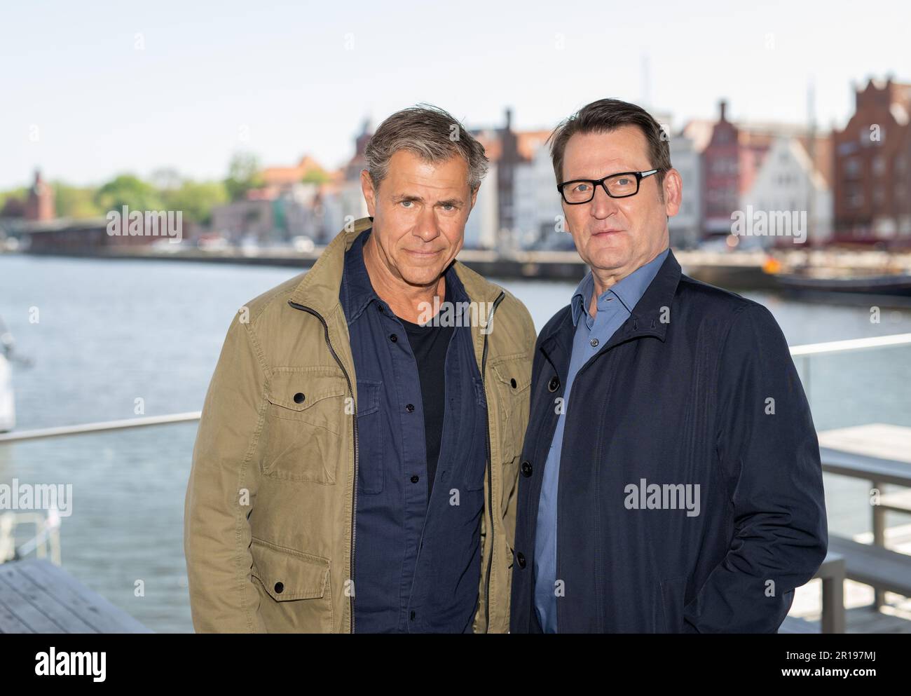 12 May 2023, Schleswig-Holstein, Lübeck: Actors Sven Martinek (l) and ...