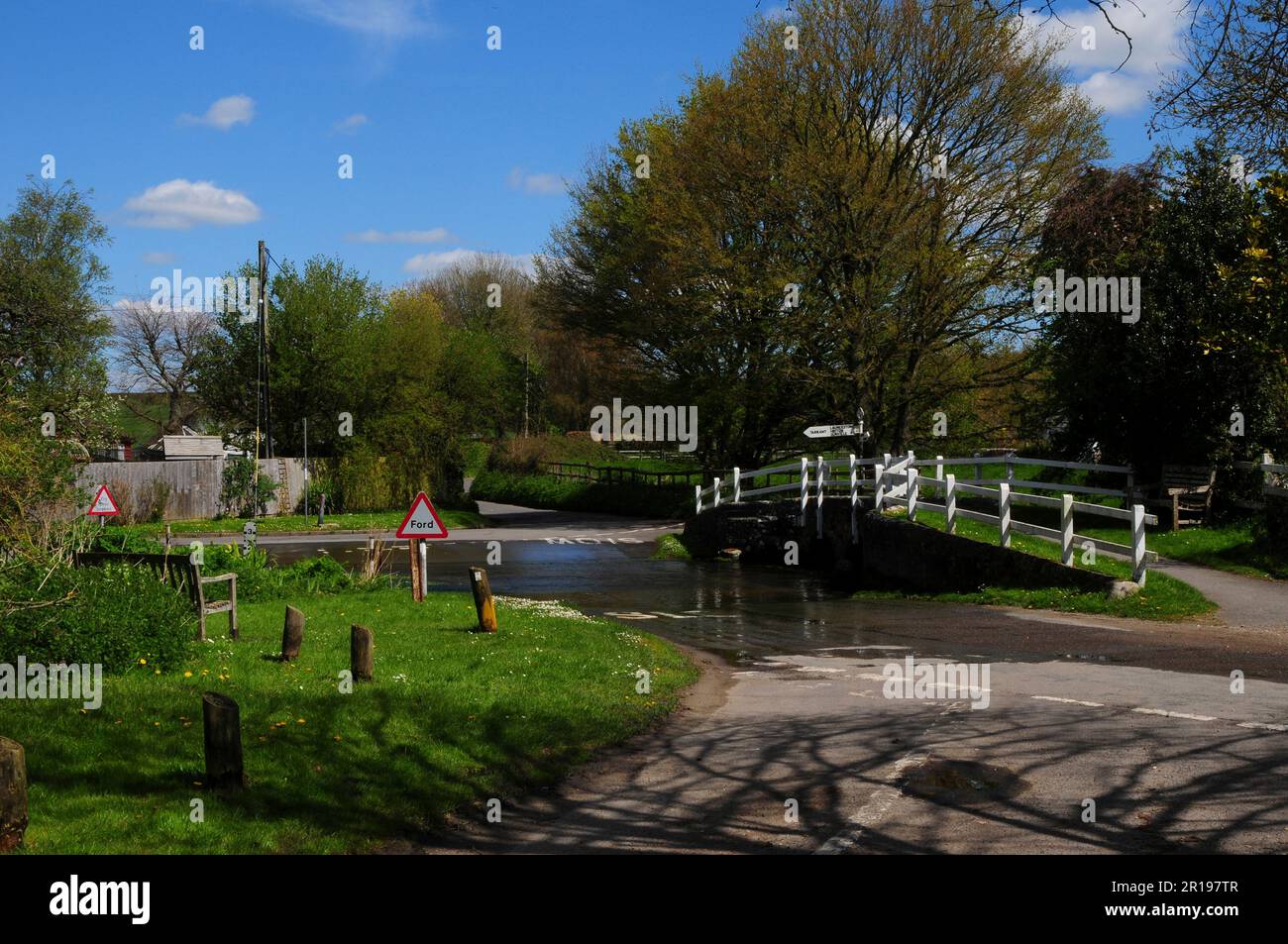 Ford across the river Tarrant atTarrant Monkton village in Dorset, UK ...