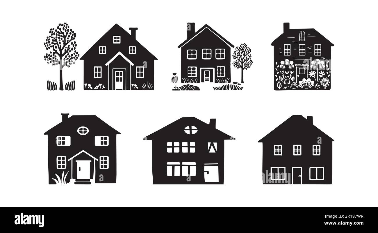 Set of rustic cottage motif in homestead vintage style. Vector ...