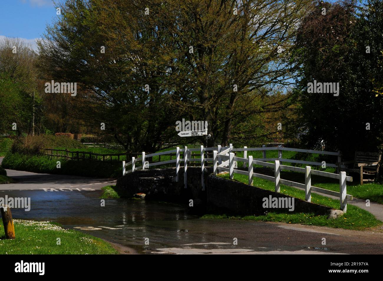 Ford across the river Tarrant atTarrant Monkton village in Dorset, UK ...