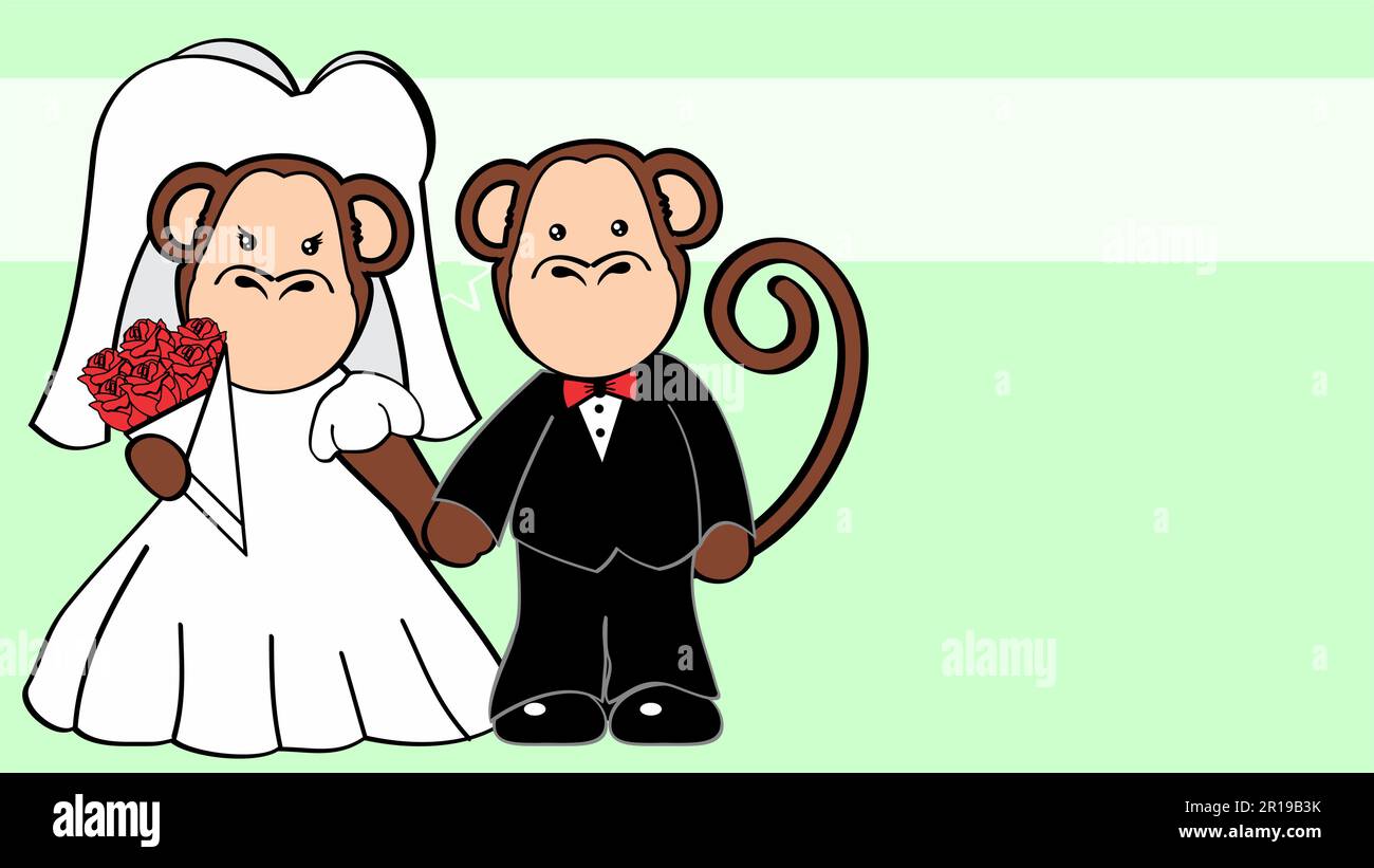 monkey couple married cartoon background illustration in vector format ...