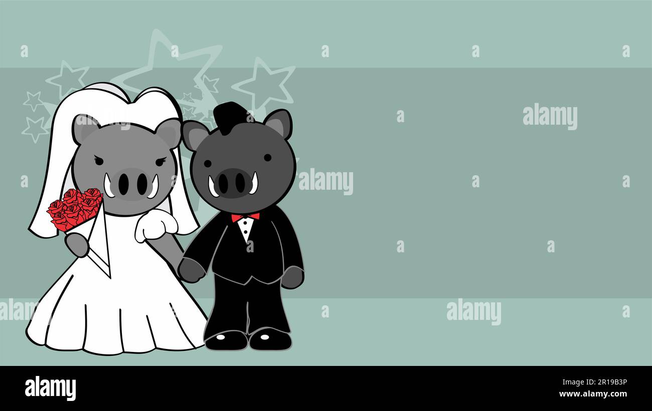 boar couple married cartoon background illustration in vector format ...