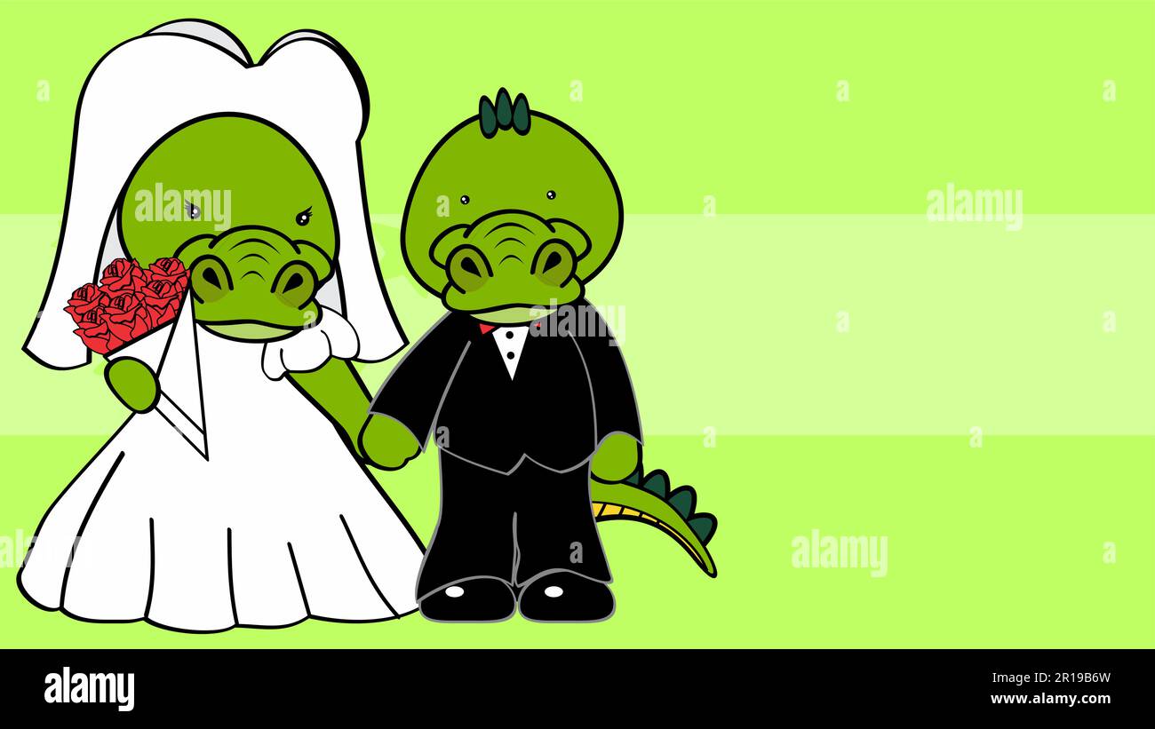 crocodile couple married cartoon background illustration in vector ...