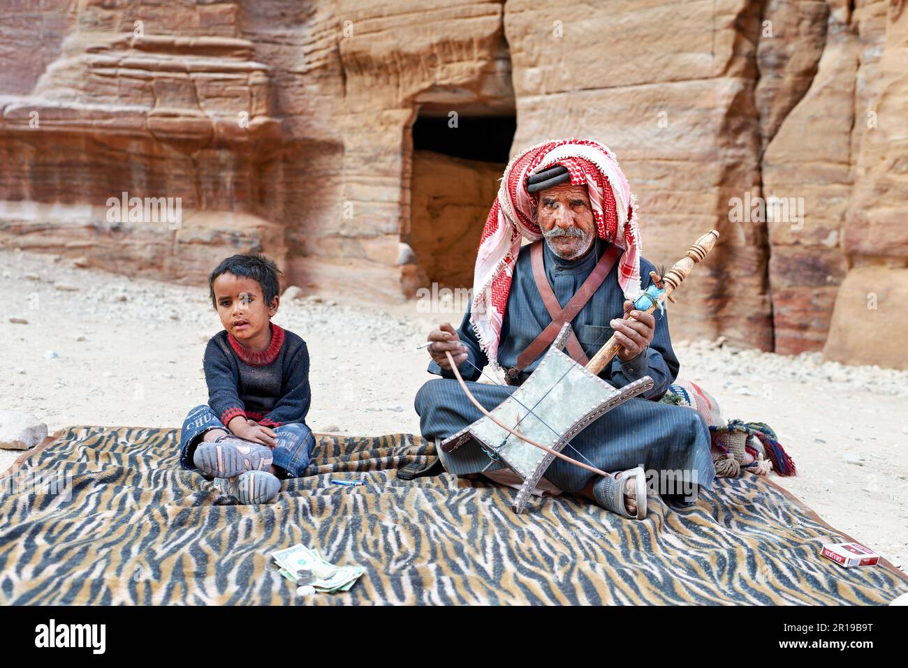 Jordan. Petra archaeological site. Traditional music instrument Stock ...