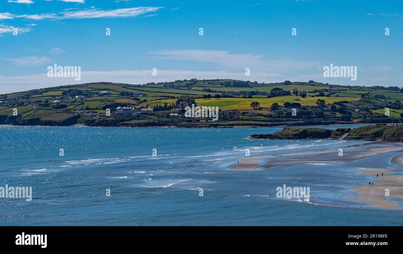 View of the famous Irish beach of Inchydoney on a sunny summer day. The ...