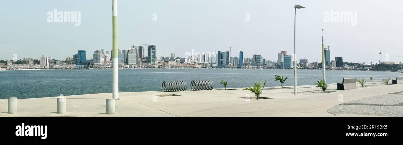 Panoramic view at the Luanda downtown, from Cabo Island, cityscape ...