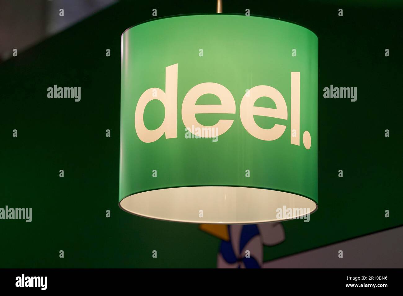 Hamburg, Germany. 10th May, 2023. View of the Deel company logo at its ...