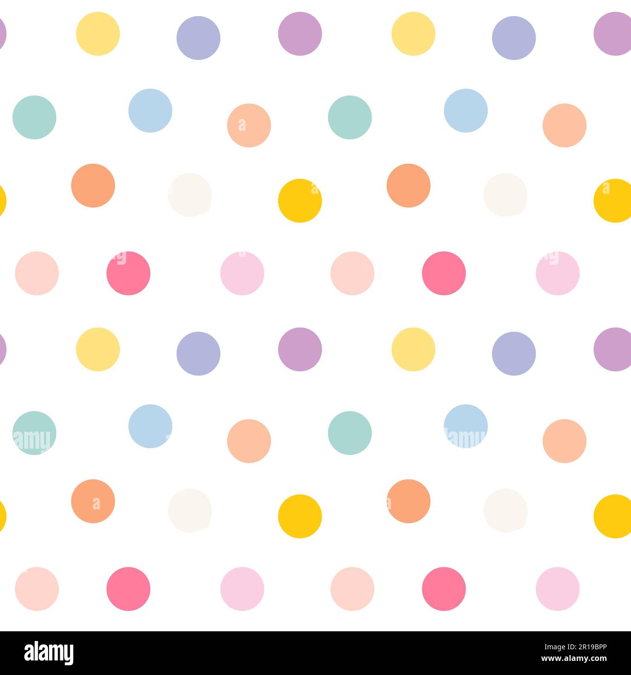 Circles confetti seamless pattern. Pastel colored polka dot on white ...