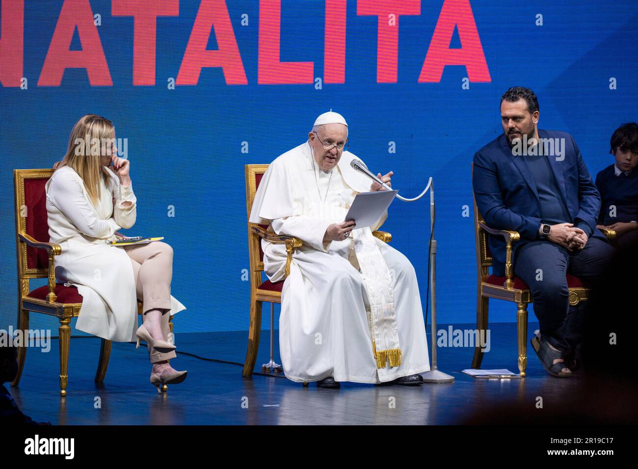 Pope Francis delivers his speech during the "General States of Birth ...